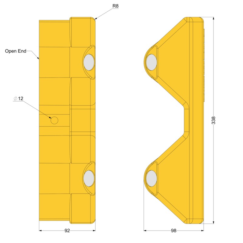 Rigid Plastic Armco Safety End Caps - Yellow - AR15Y | BarrierMart