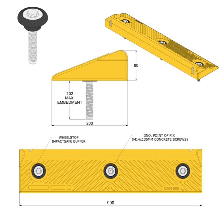 Car & Light Duty Wheel Stops (CPM-WS80) | BarrierMart